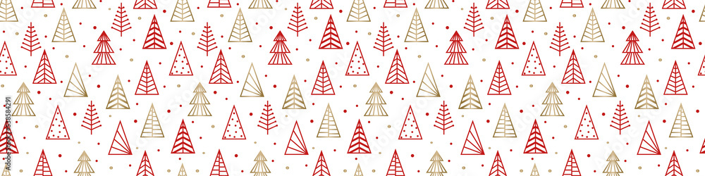 Golden Christmas trees - transparent background. Banner. PNG ...