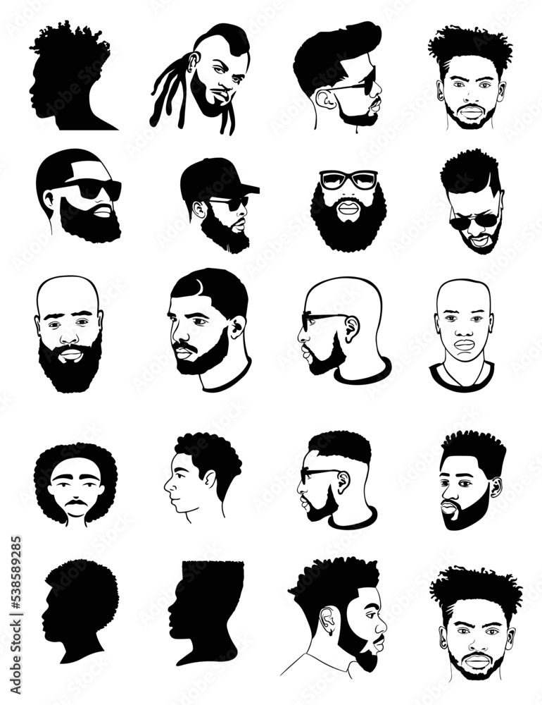 African Men Vector, Afro Men SVG, Black Man Vector, African American ...