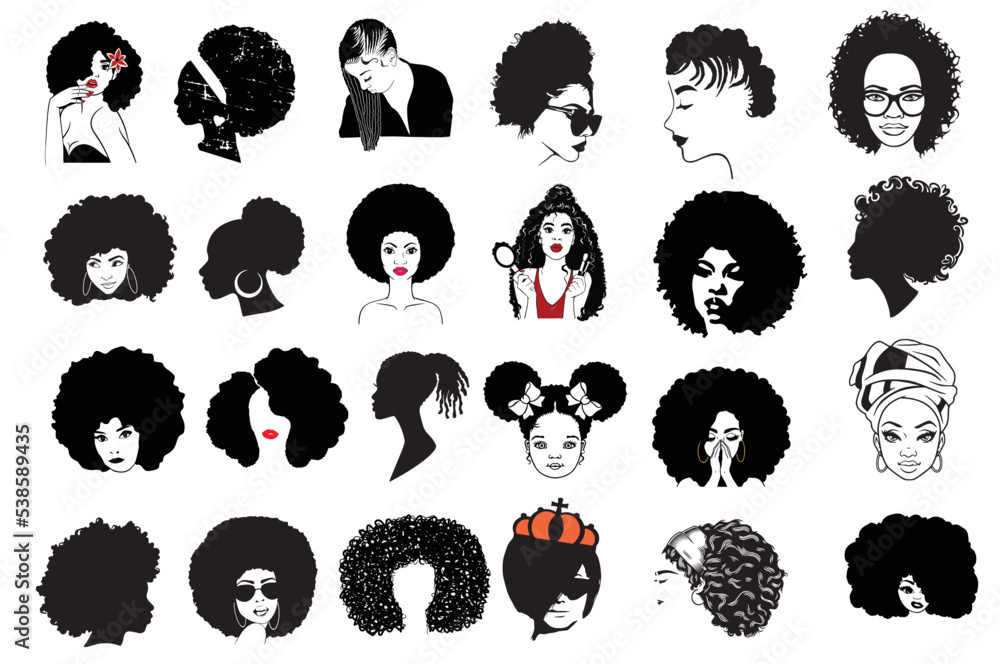 African Women Vector, Afro Queen SVG, Afro Woman SVG Bundle, African ...