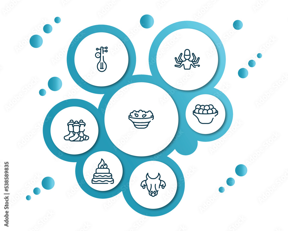 set of outline icons with infographic template. thin line icons such as ...