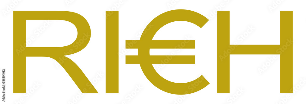 Visual Text of the 'RICH' with Euro Sign for Icon, Symbol, Logo ...