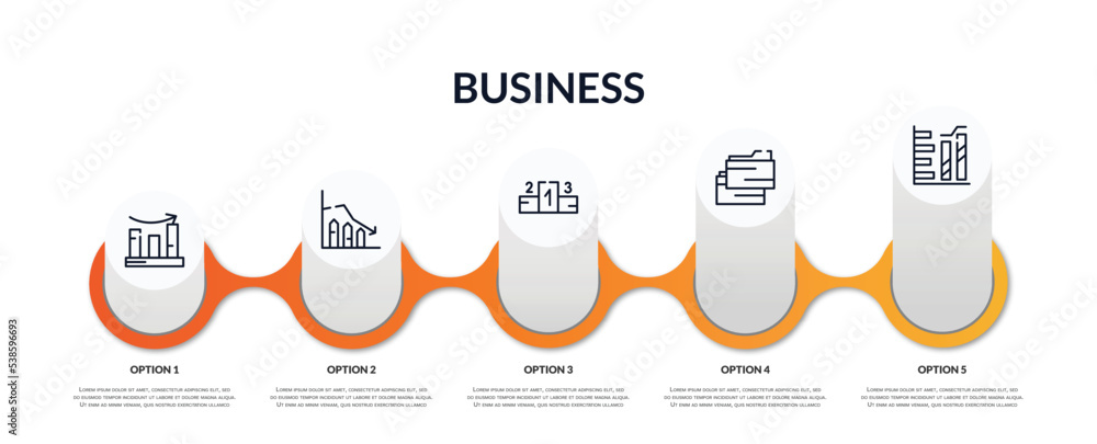 set of business outline icons with infographic template. thin line ... set of business outline icons with infographic template. thin line ...