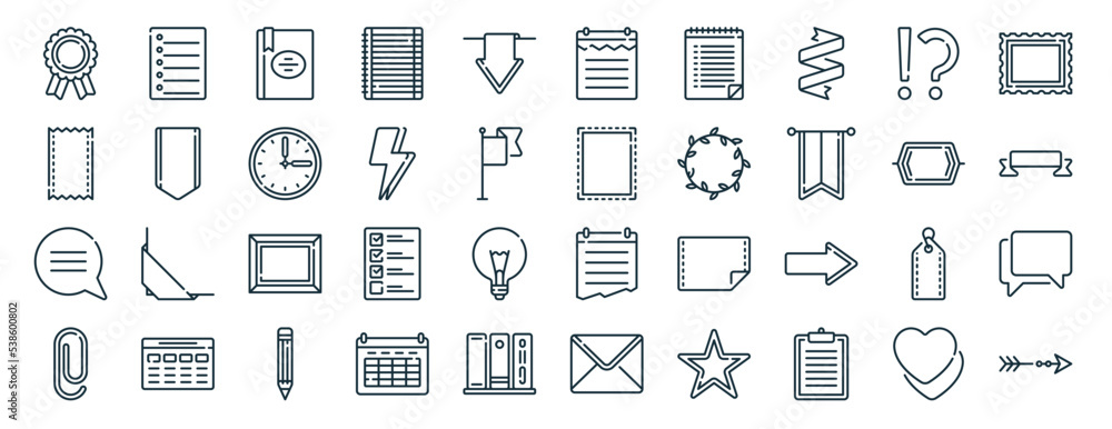 set of 40 outline web bullet journal icons such as list, ribbon, speech ...