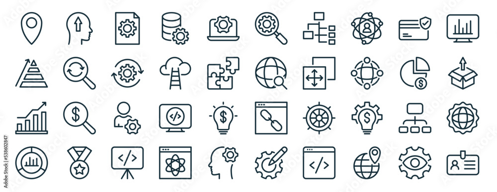 set of 40 outline web business development icons such as arrow up ...