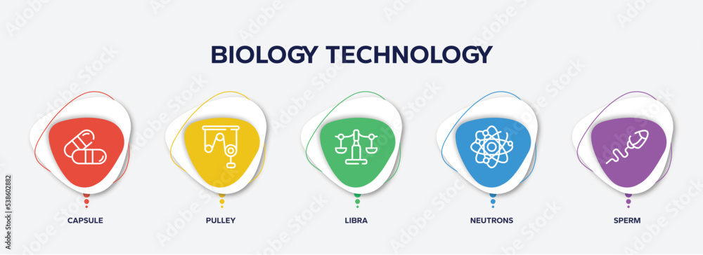 infographic element template with biology technology outline icons such ...