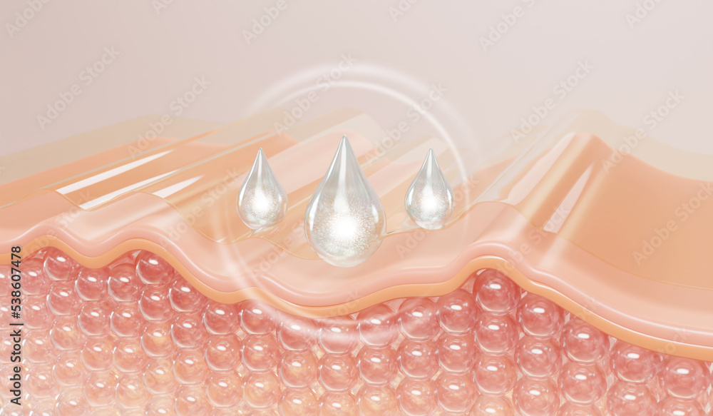 3D Collagen Skin Serum and Vitamin illustration isolated on soft color ...