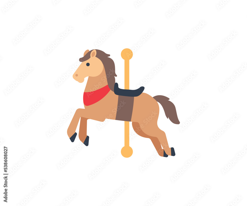 Carousel horse vector flat icon. Isolated children playing, carousel ...