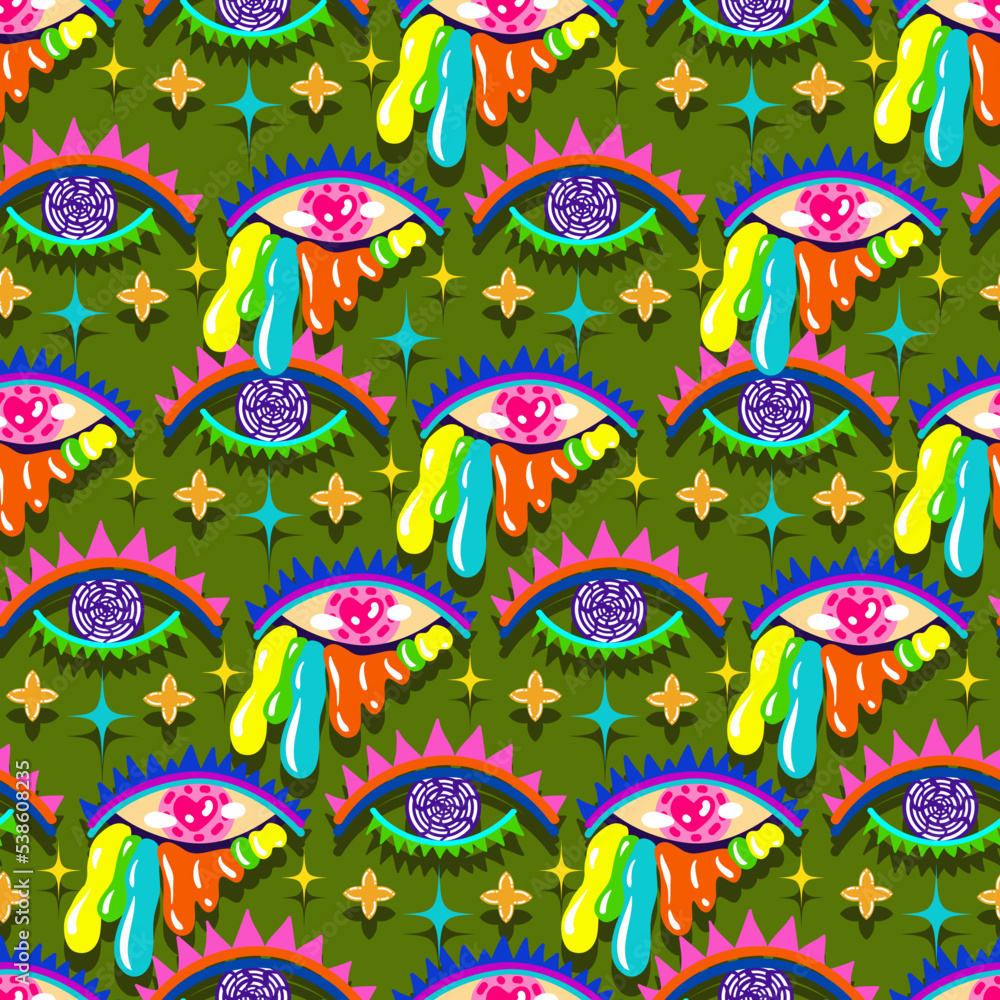 Acid abstract characters and objects. Psychedelic Decorative Templates ...