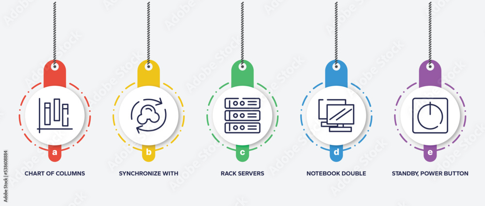 infographic element template with computer and media outline icons such ... infographic element template with computer and media outline icons such ...