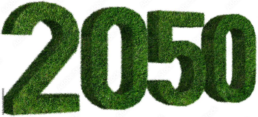 Numbers 2050 from grass. A symbol of sustainable development and full ...