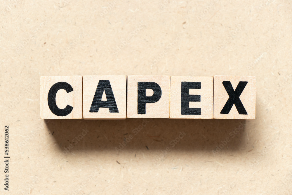 Alphabet letter block in word CAPEX (Abbreviation of Capital ...