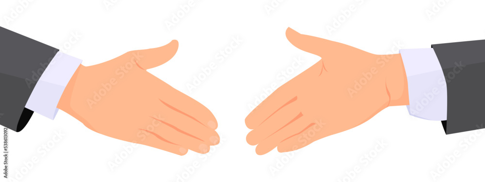 Two hands wearing in business suit moving towards each other for a ...