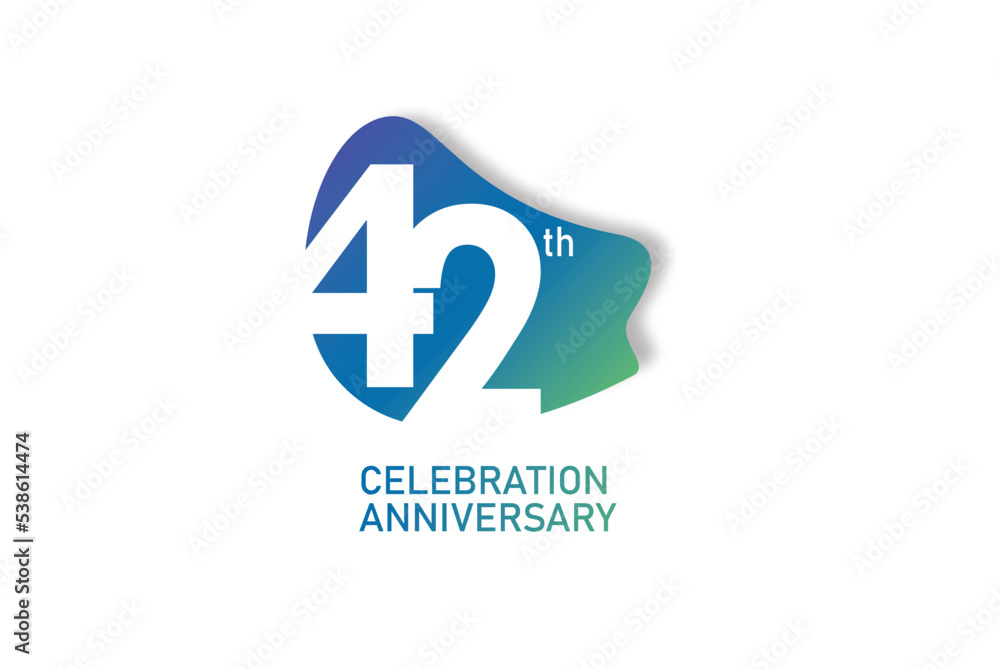 42 year anniversary celebration fun style logotype. anniversary white ...