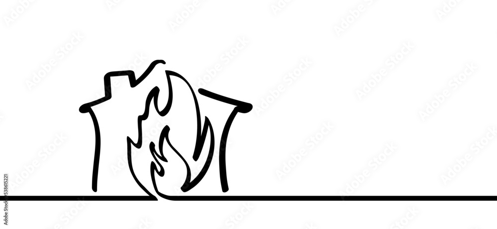 Cartoon fire, flame line pattern. Fireman's job. Vector flames icon or ...