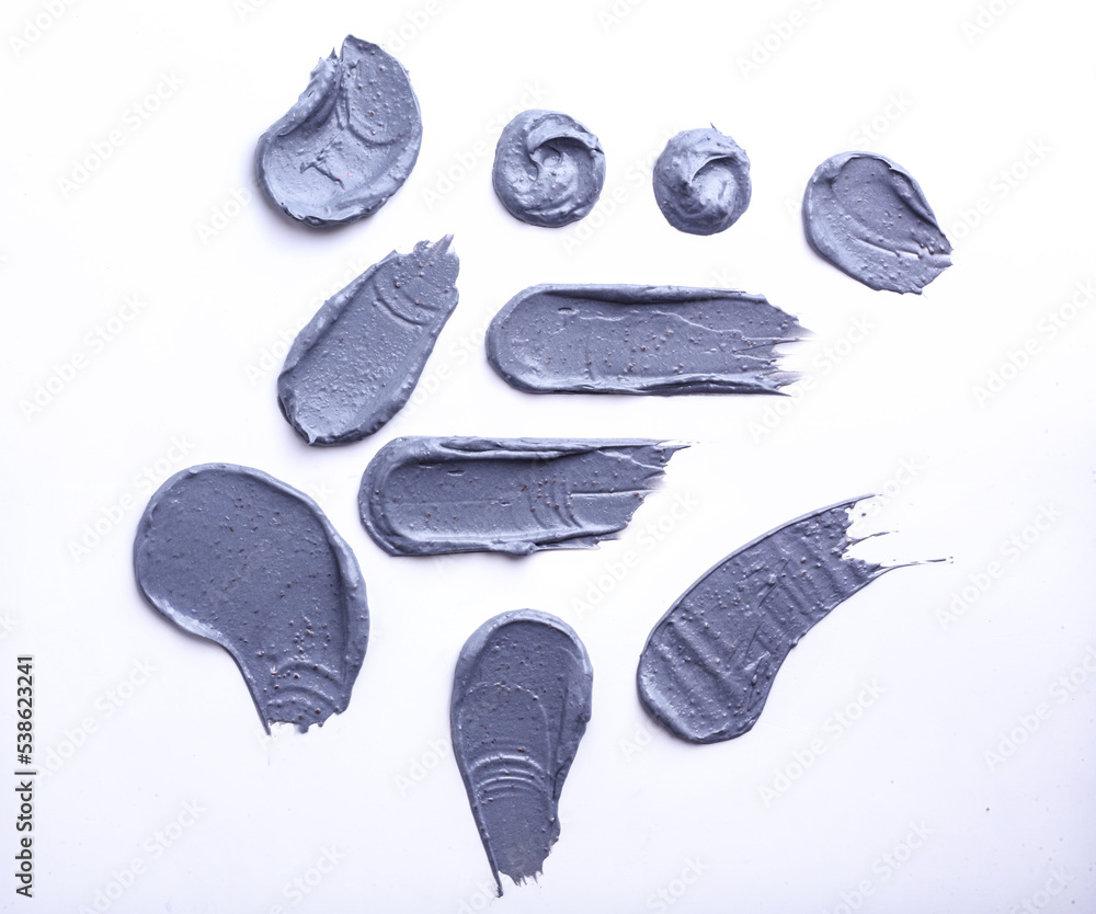 Charcoal texture swatches. Beauty and skin care textures on white ...