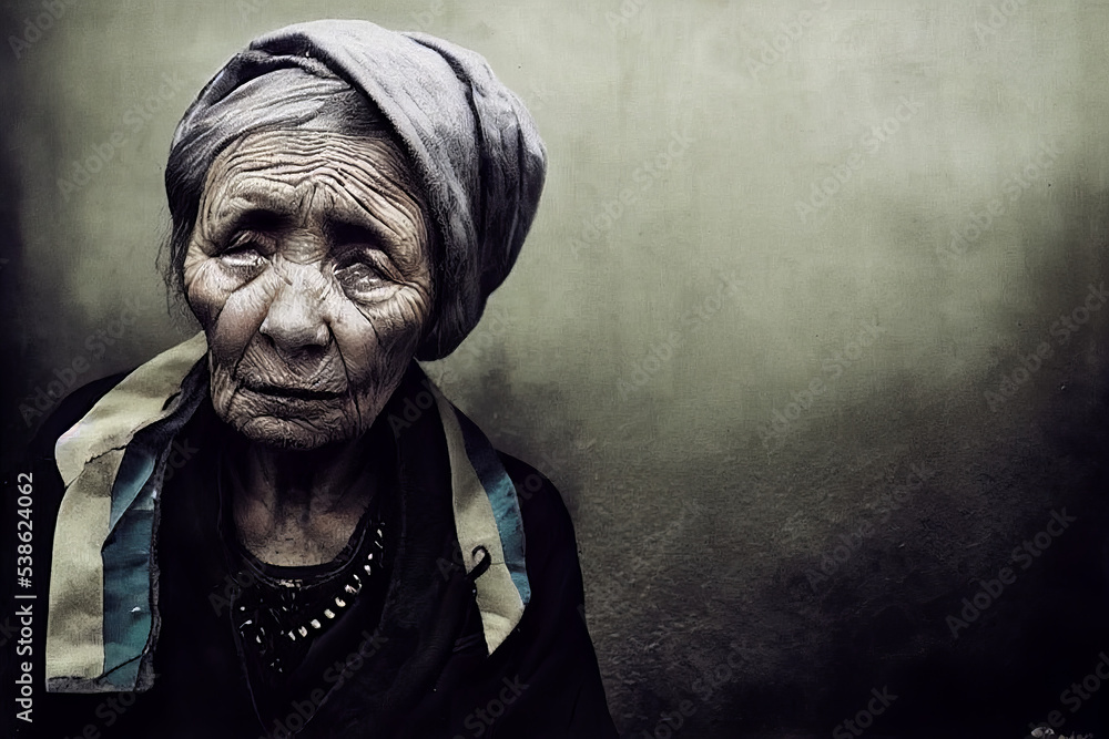 Very old woman scarred by war in Ukraine, sad and desperate, putin's ...