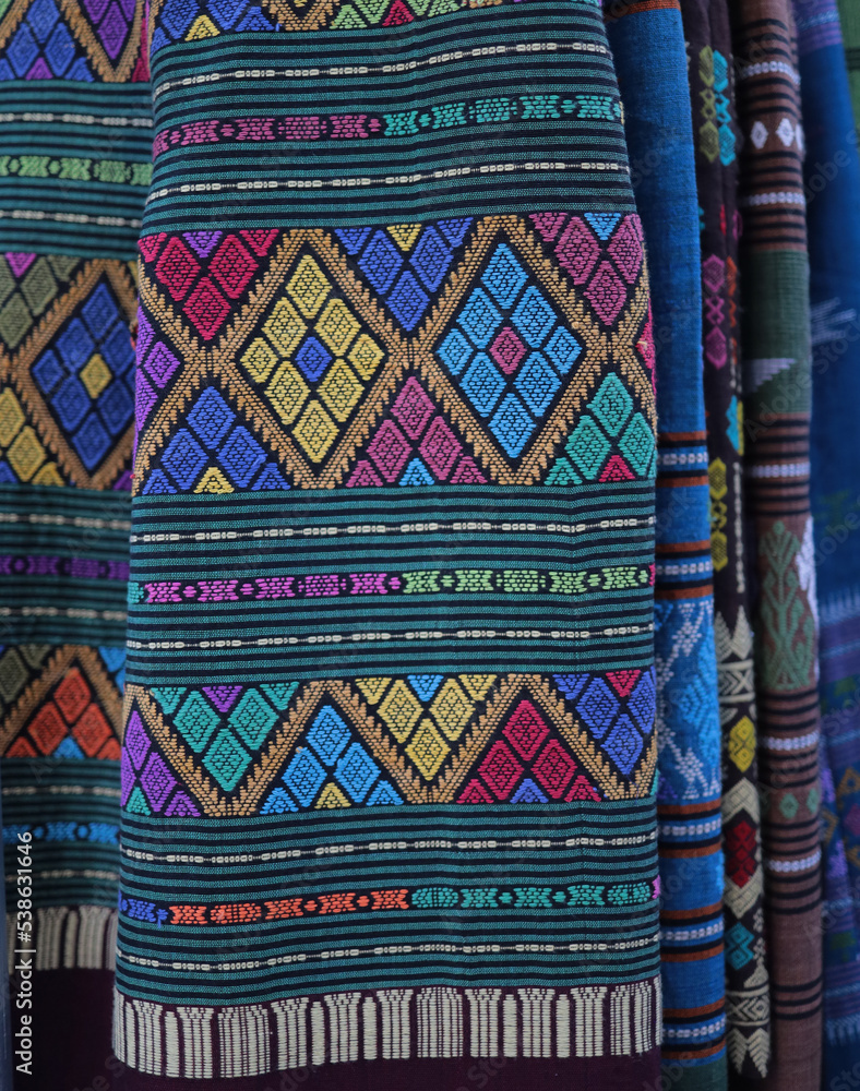 Thai fabric. Chin cloth. Traditional pattern. Hand ghost work ...