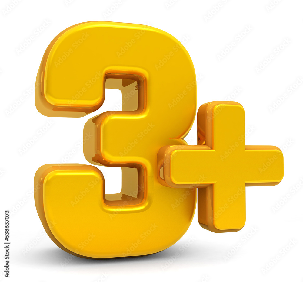 3 plus age restriction sign isolated on white background. Age ...