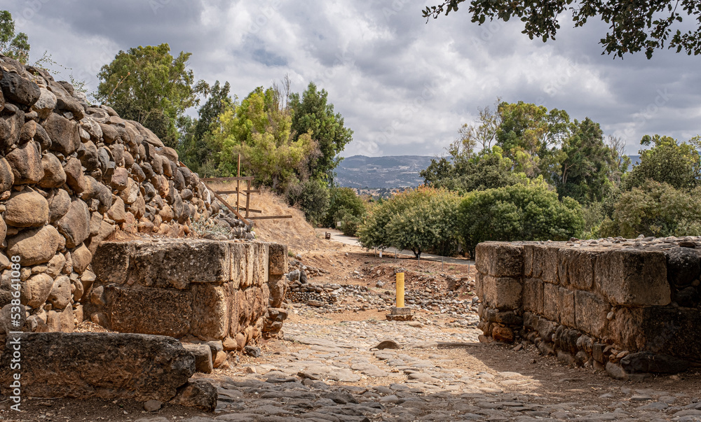 The [Israeli] Main Gate of the ancient Israeli town of Tel Dan [Laish ...