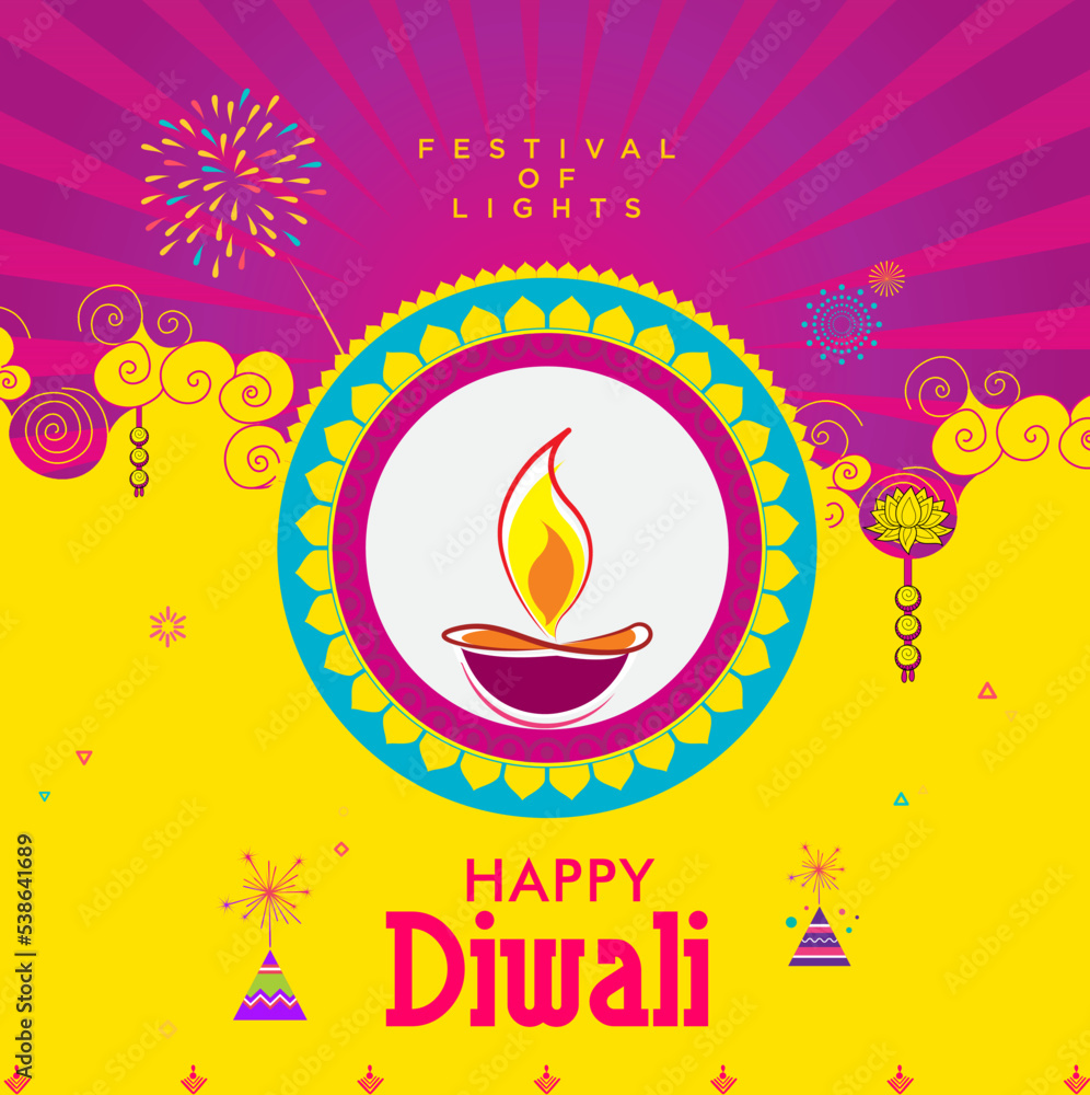 illustration of Typography calligraphy on Happy Diwali festival of ...
