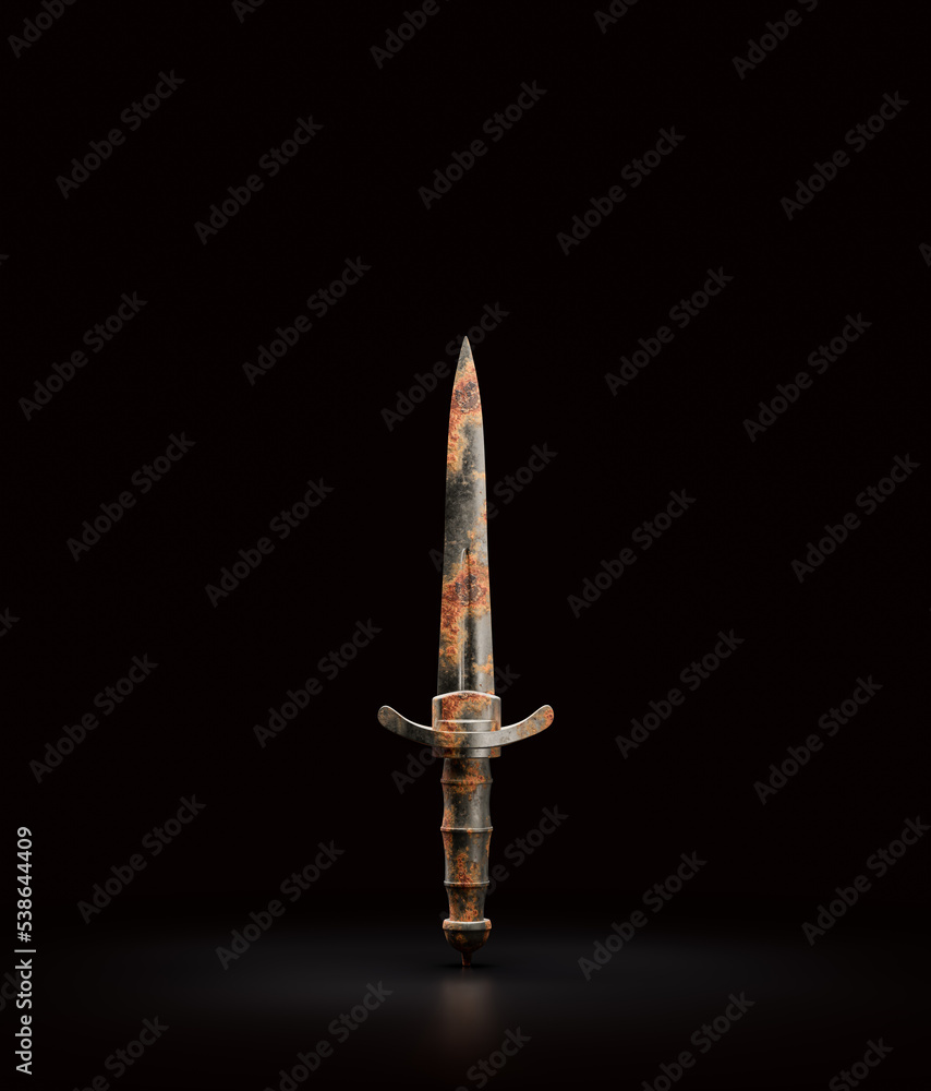 Rusty old knife, combat weapon blade, military and hunting dagger ...