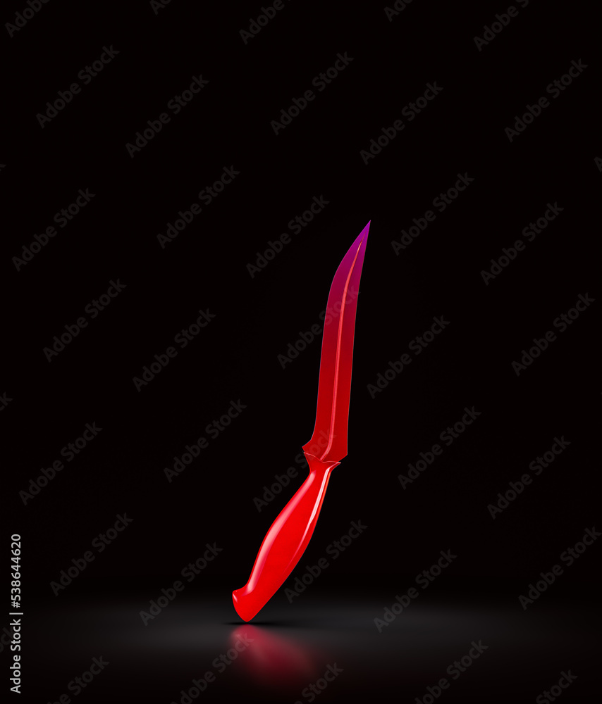 Red plastic knife, combat weapon blade, military and hunting dagger ...