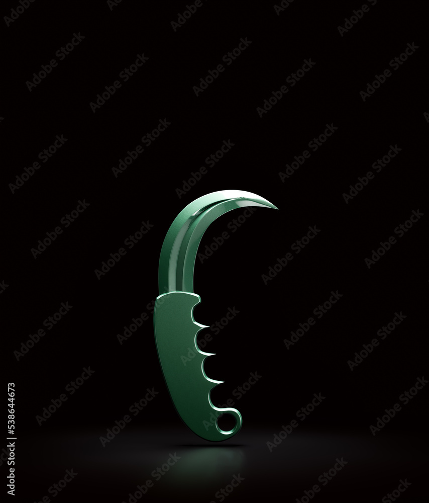 Medieval green dagger. Military and hunting knife. Fantasy game warrior ...