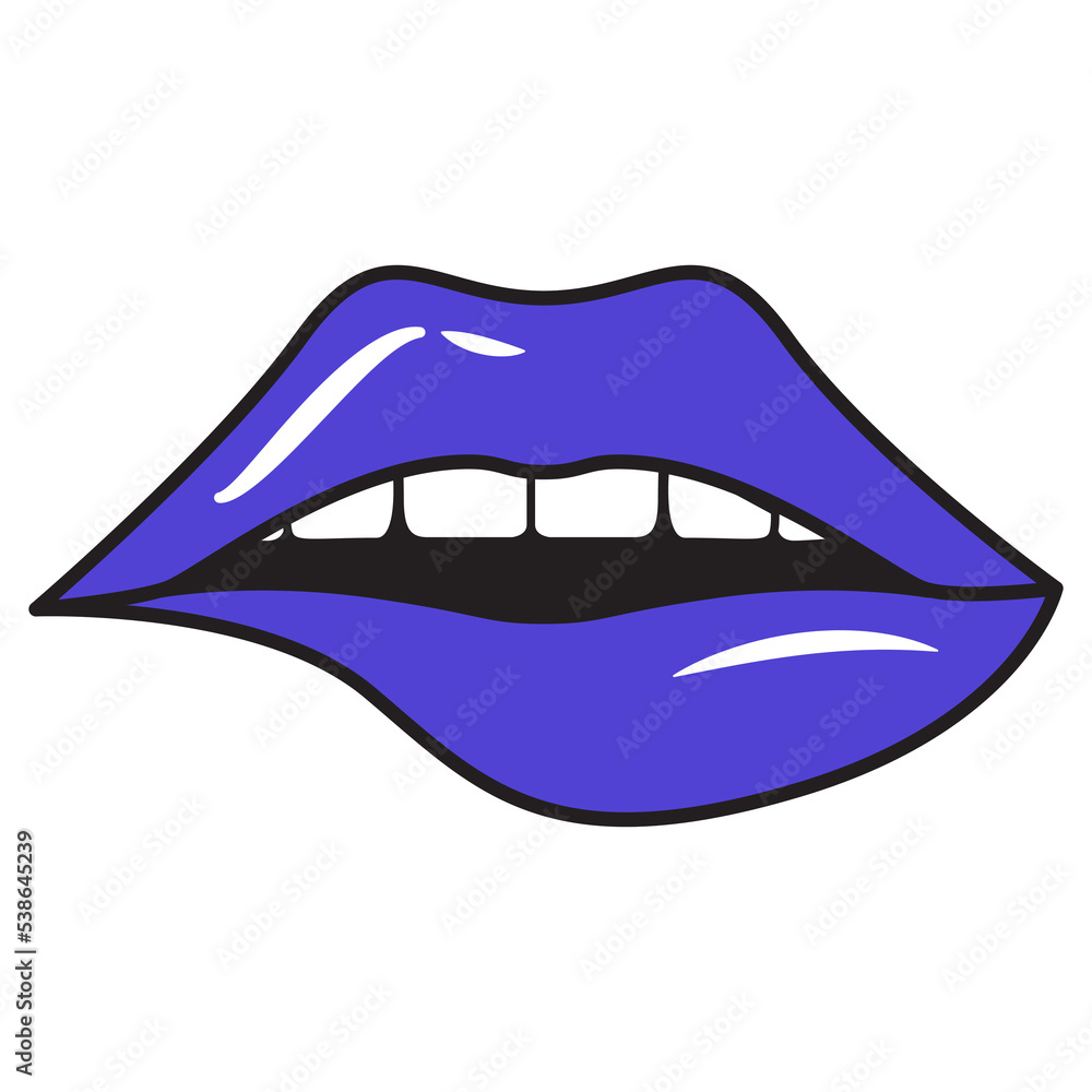 Lips pop art 90's style.Retro aesthetic y2k.Women mouth.Glamorous lips ...