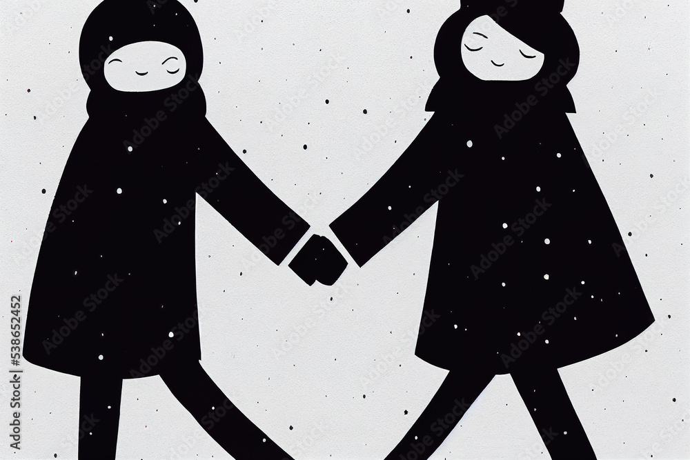 cute chibi couple holding hands, red cheeks Stock Illustration | Adobe ...