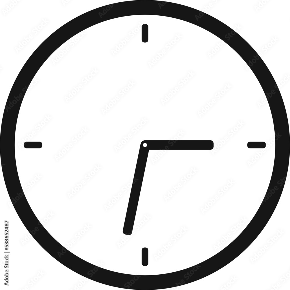 Clock icon vector symbol, line outline art simple watch pictogram ...