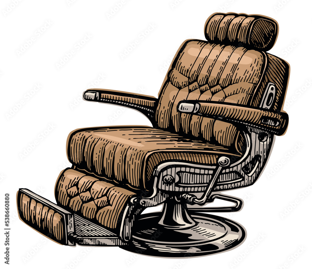Retro barber chair. Male beauty salon, Barbershop concept. Vector ...