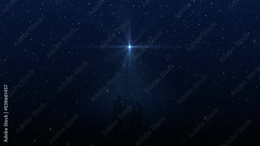 Star of Bethlehem, or the Christmas Star. Silhouettes of Jesus Christ's ...