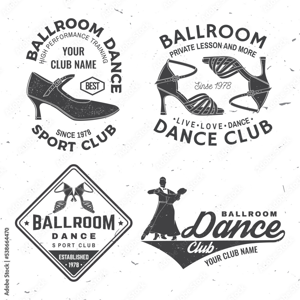 Set of Ballroom dance sport club logos, badges design. Concept for ...