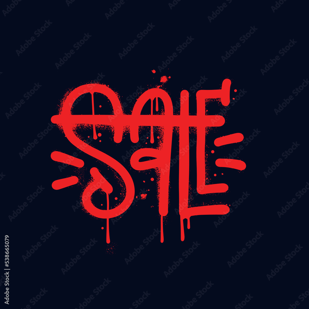 Sale - Sprayed graffiti crossed out word with overspray in red over ...