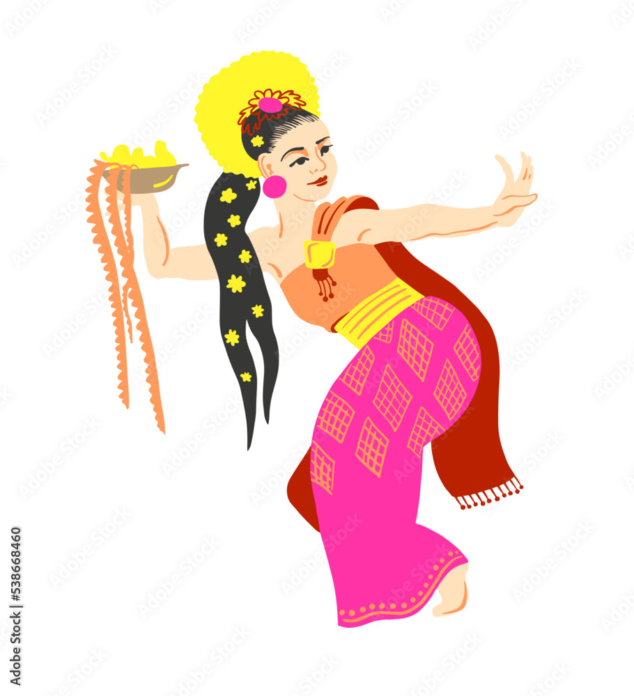 Poster Balinese dancer in traditional costume vector illustration ...