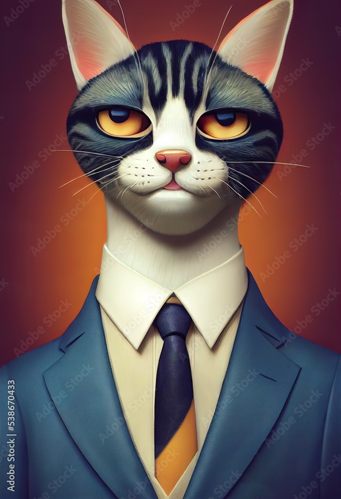Proud american shorthair cat in business class suit and tie. Dapper ...