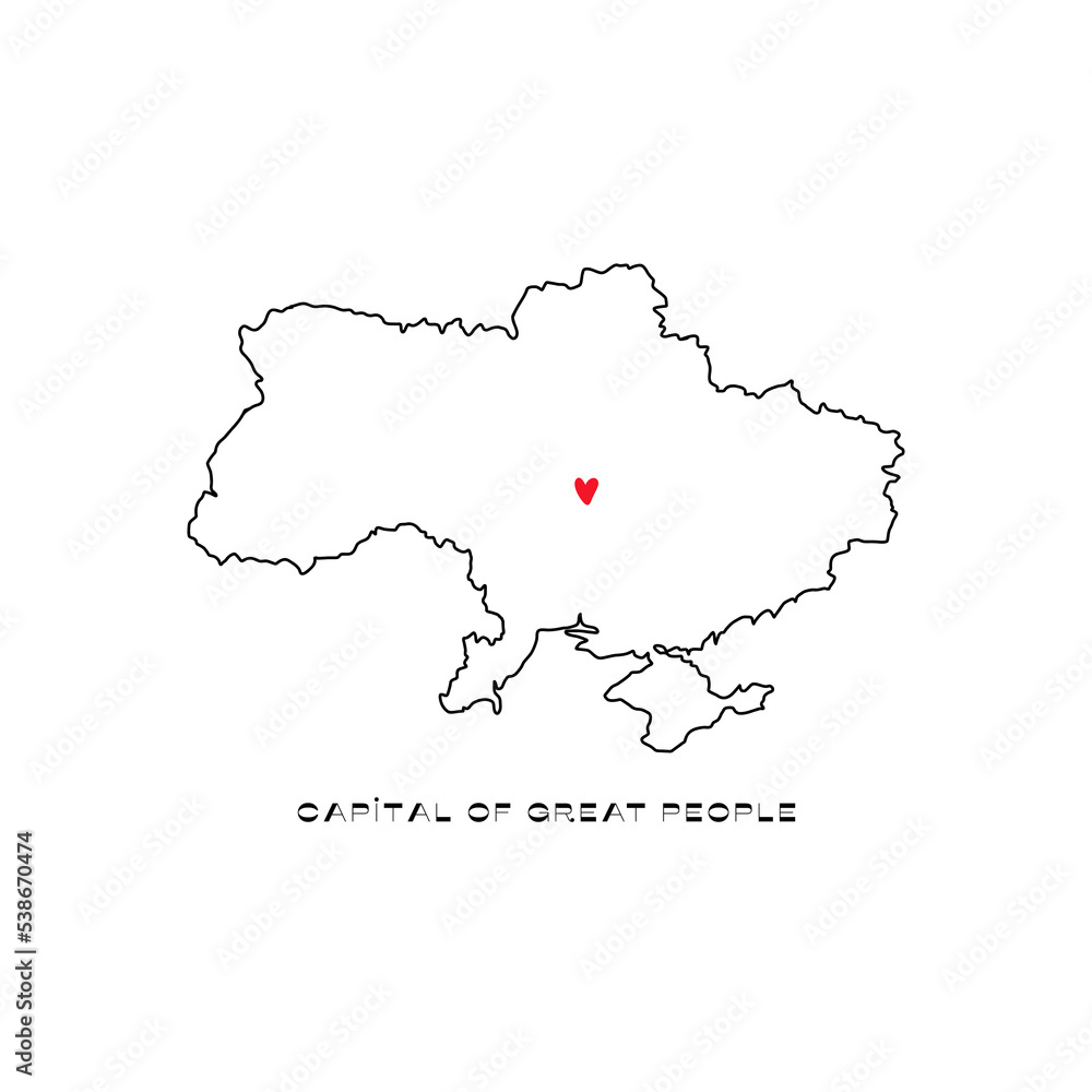 Contour map of Ukraine. Ukrainian country territory borders, simple one ...