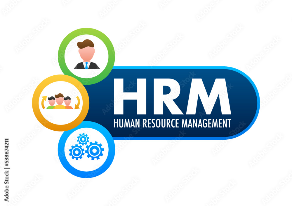 HRM Human Resource Management icon, label badge. Vector stock ...