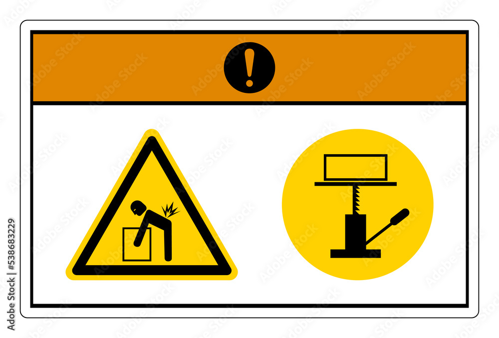 Warning Lift Hazard Use Mechanical Lift Symbol Sign On White Background ...