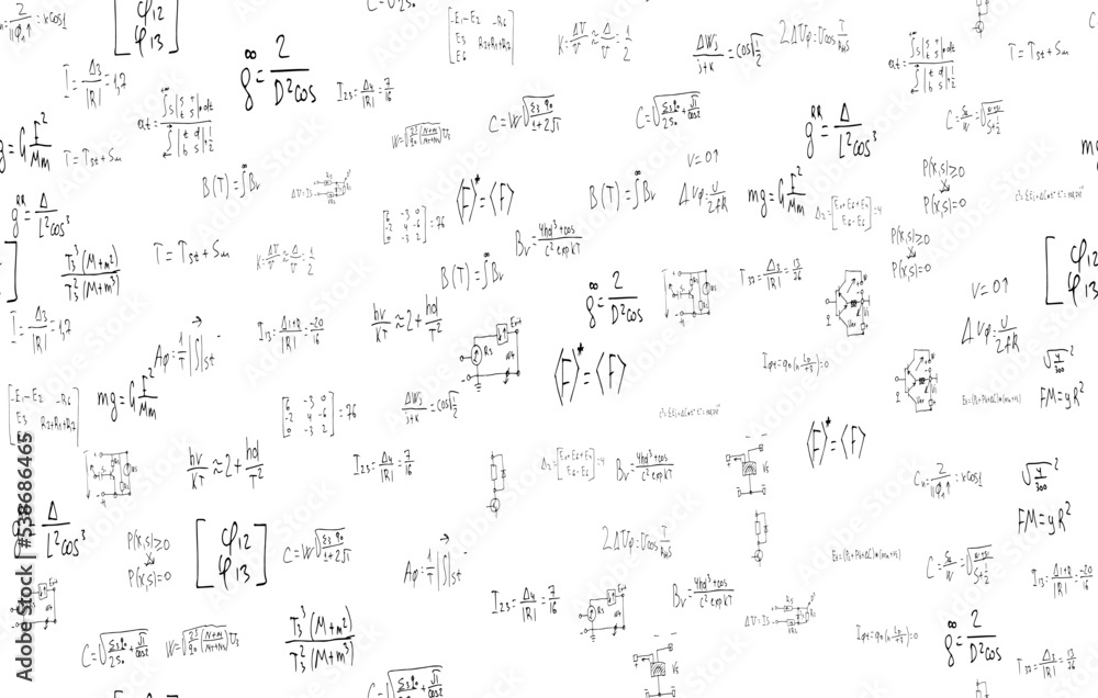 Formulas of astrophysics, quantum mechanics, radio circuits. Scientific ...