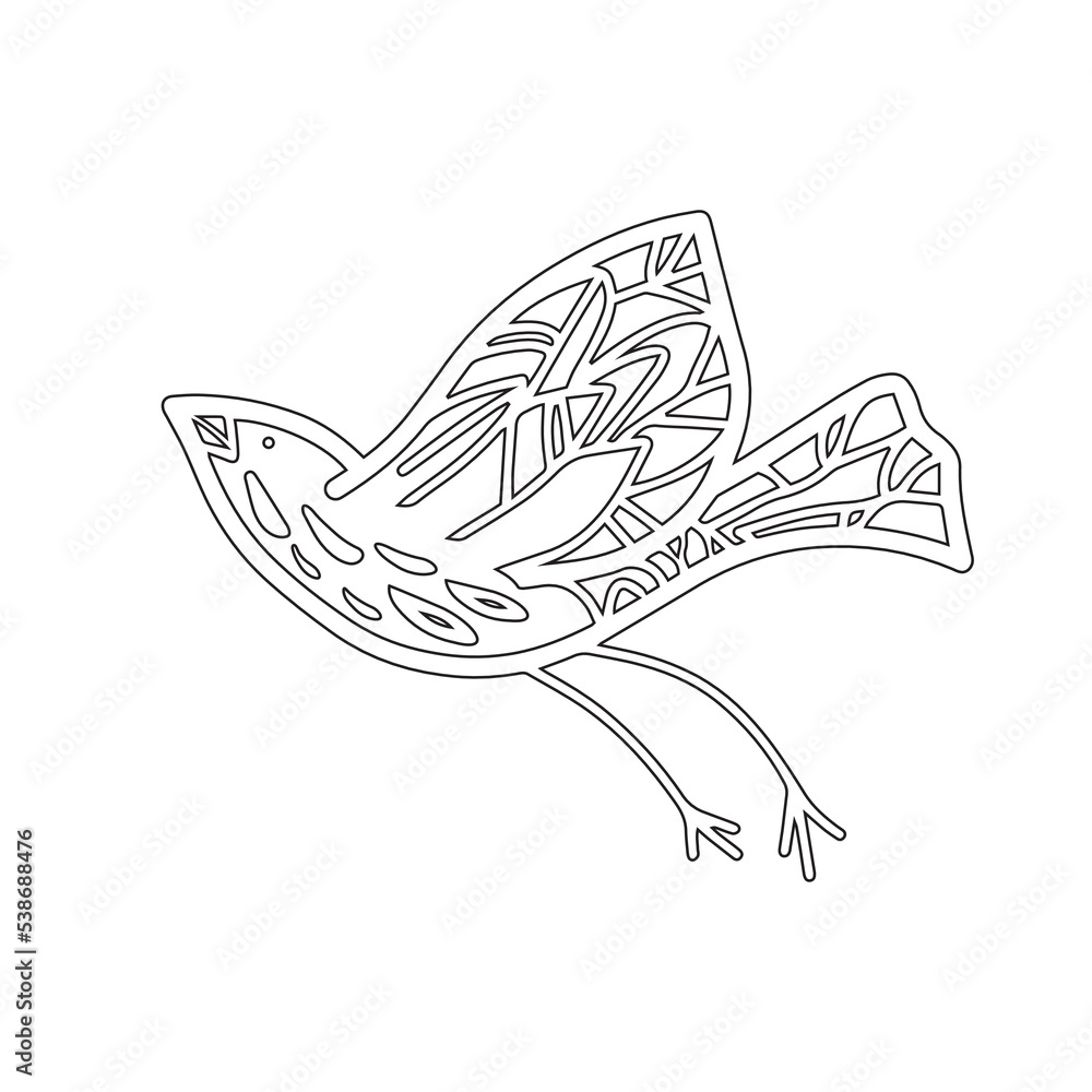 Bird. Outline drawing on a white background. Stylization. Vector ...