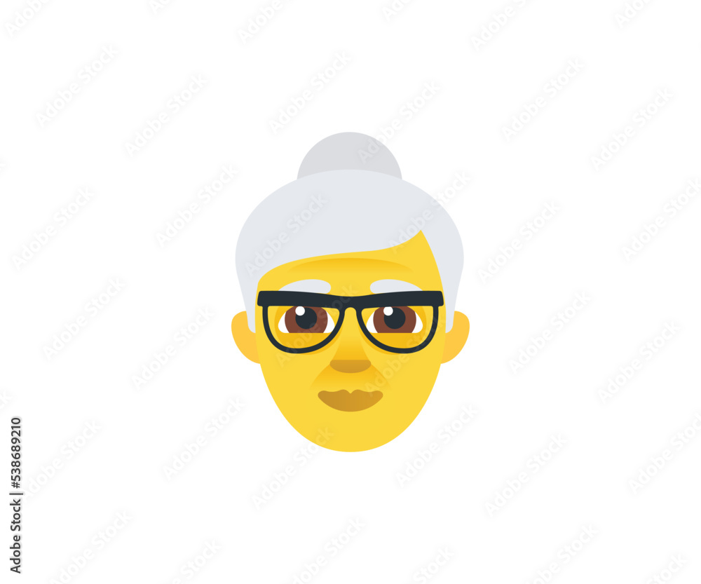 Old woman emoji. Old woman emoticon face Stock Vector | Adobe Stock