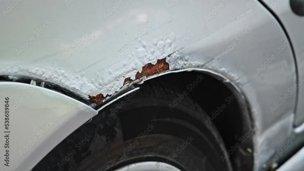 Car Chassis Wheel Arch Damaged with Corrosion Rust Stock ビデオ | Adobe Stock