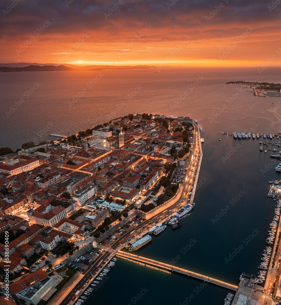 Fotografia do Stock: Zadar, Croatia - Aerial panoramic view of the old ...
