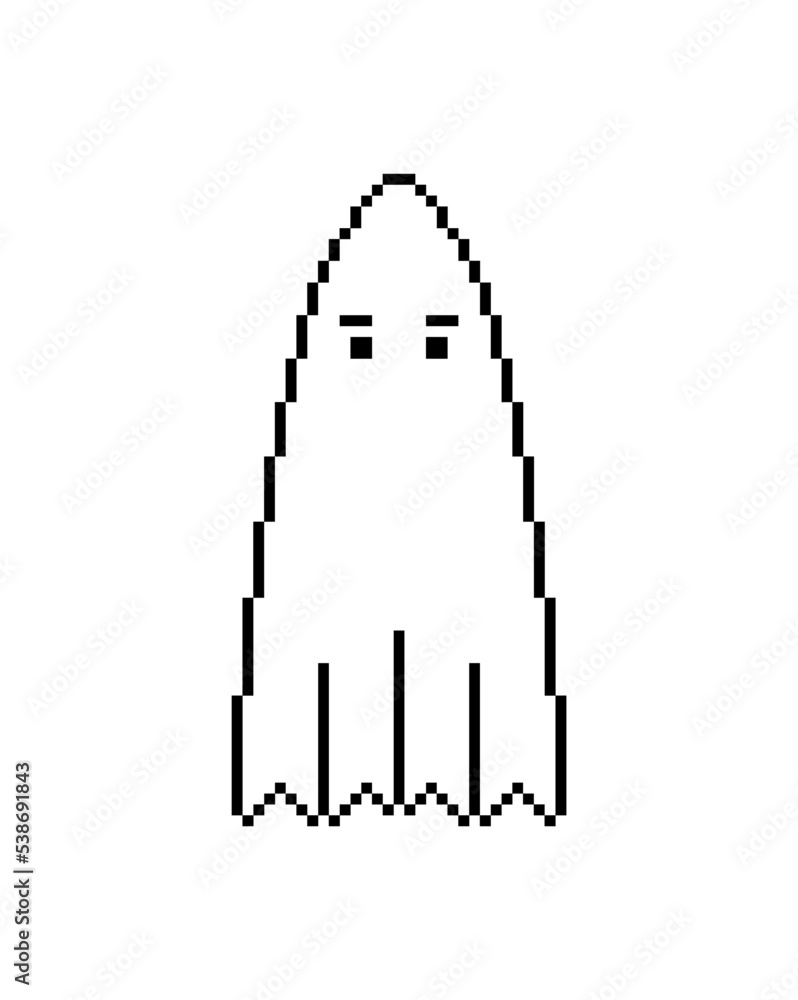 Ghost Pixel Art 8 Bit Spook Pixelated Vector Illustration Halloween Stock Vector Adobe Stock