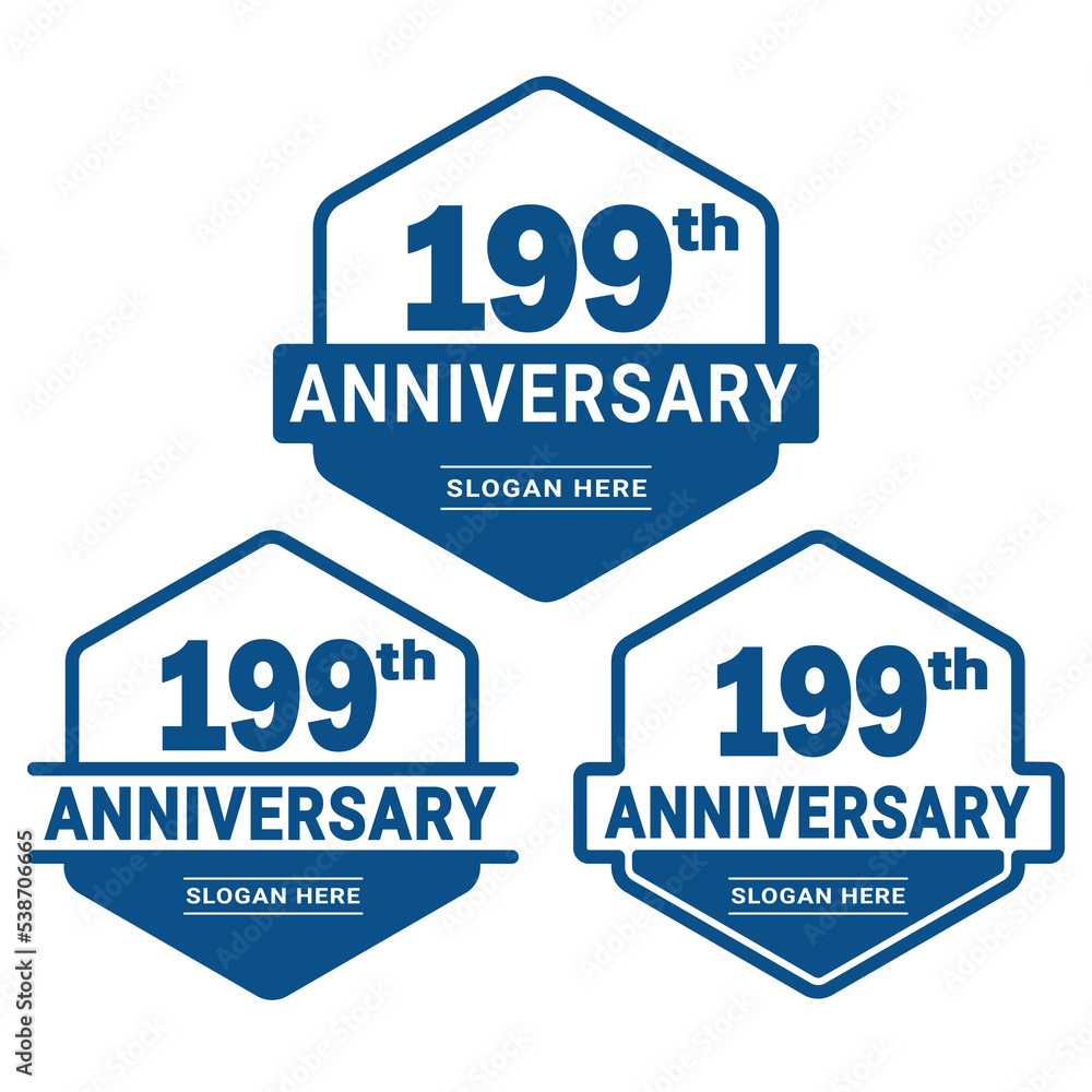 Set of 199 years Anniversary logotype design. 199th birthday ...