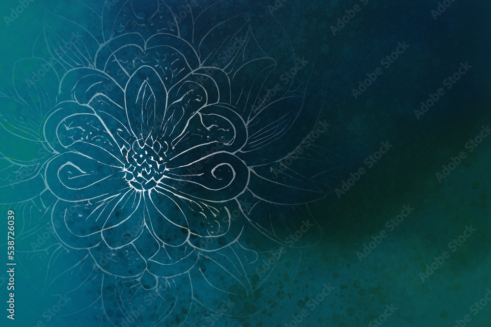 Abstract blue and green watercolor background with mandala. Watercolor ...