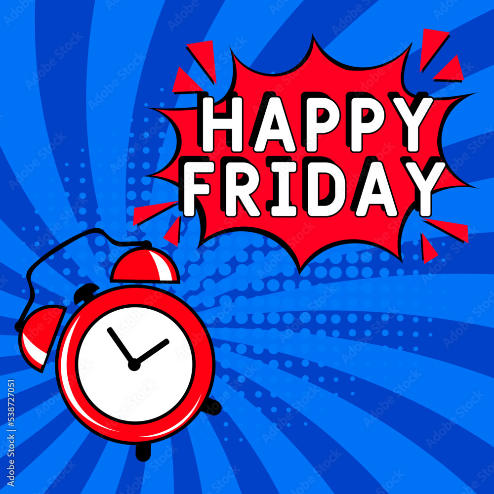 Happy friday Vector Design with Cartoon, Comic Speech Bubble in pop-art ...