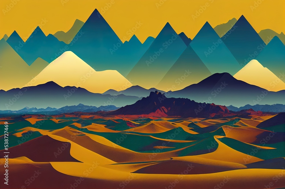 Desert Dreams slogan and desert view print, for California, Arizona ...