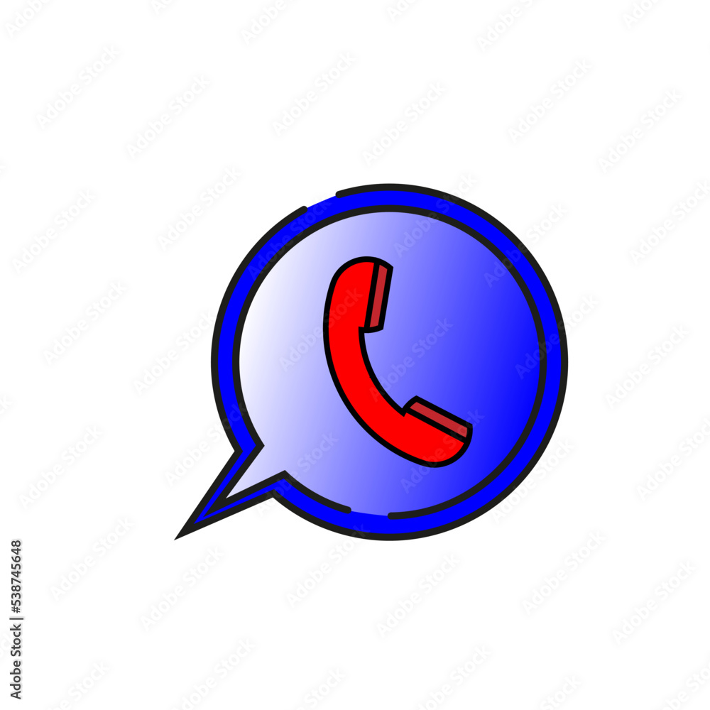 Handset message. Hand up. Social media logo. Call symbol. Chat message ...